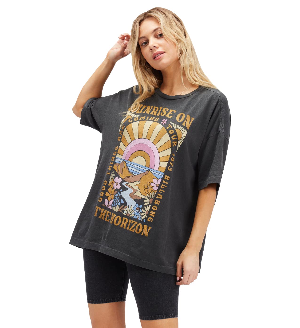 Billabong boys 100% Cotton Short Sleeve Boy Fit Tee Oversized T Shirt, Off Black on the Horizon, Large US