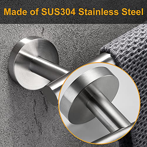 Nolimas 9 Inch Silver Bath Hand Towel Bar SUS 304 Stainless Steel Towel Rod Rack Holder Round Wall Mounted Suit for Kitchen,Bathroom,Living Room&Toilet,Anti Rust Brushed Nickel