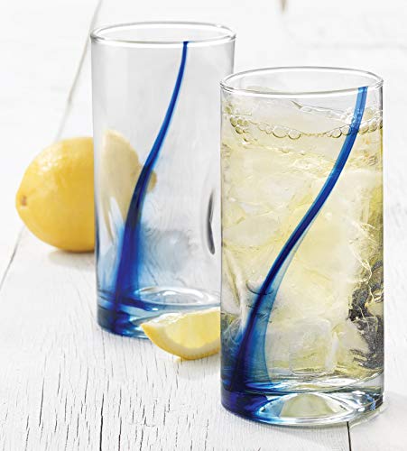 Libbey Impressions Tumbler Glasses, Set of 4 (Blue Ribbon)