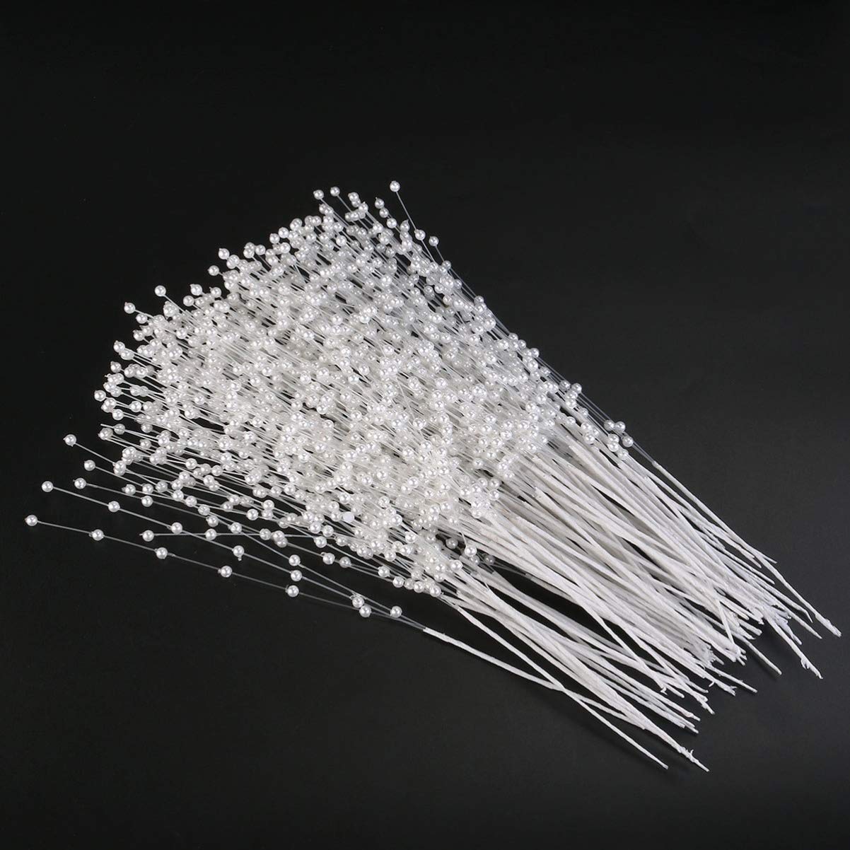COHEALI Beaded Stems Wedding Decor 100pcs String Pearls Sticks Floral Bead Strands for Craft Bouquet Decoration DIY Home Party Wedding Easter Garland Table Centerpiece White Plants Decor