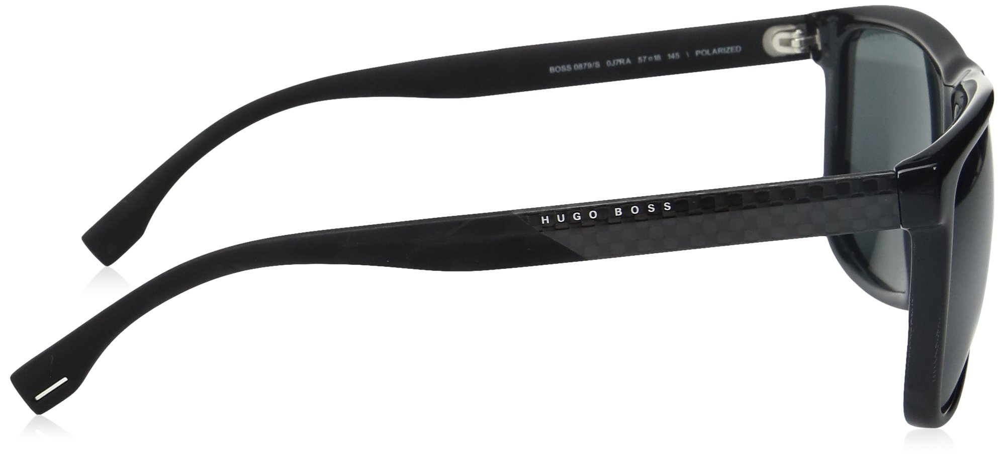 BOSS by Hugo Boss Men's 0879/S Rectangular Sunglasses, Shiny Black/Gray Polarized, 57 mm