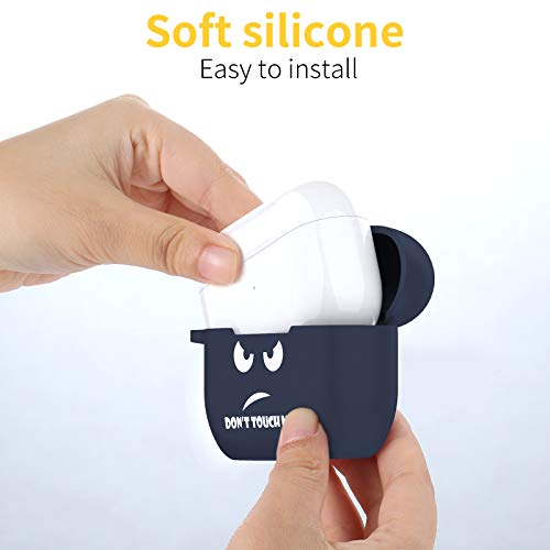 EasyAcc Silicone Funny Case Cover for AirPods Pro 2019, AirPod Pro Case Protective Skin Air Pod Pro Cute Accessories with Keychain Dark Blue
