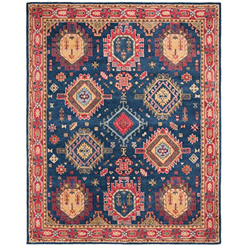SAFAVIEH Heritage Collection 3' x 5' Navy / Red HG426N Handmade Traditional Oriental Premium Wool Area Rug