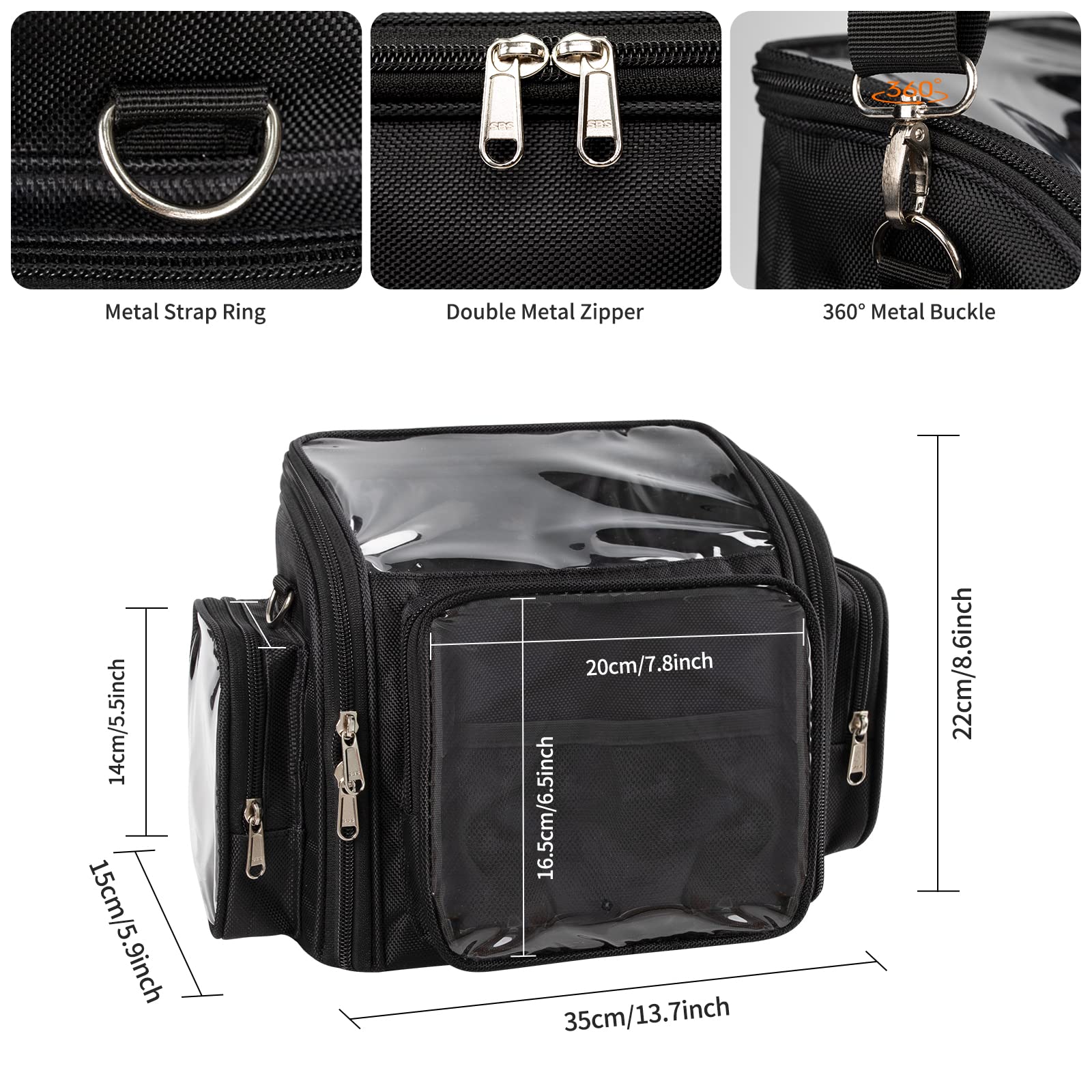 CUBETASTIC Makeup Brush Bag, Professional Makeup Brushes Organizer Case, Cosmetic Storage Bag with Removable Acrylic Holder, Makeup Artist Must Haves with Adjustable Strap and Dividers