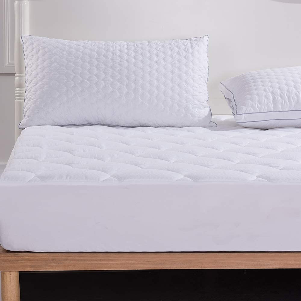 MANZOO Mattress Pad Mattress Protector Mattress Cover King Size Bed Mattress Topper Mattress Toppers for King Bed, White