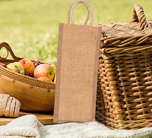 BANNER BUZZ MAKE IT VISIBLE BannerBuzz Jute Wine Bag Made of 100% Biodegradable Jute Material (4β W X 15β H X 4β B, Natural Brown Color)