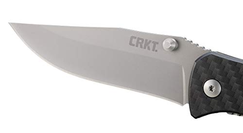 CRKT Xan EDC Folding Pocket Knife: Everyday Carry Plain Edge Folder with Frame Lock, Clip Point Blade with Bead Blast Finish, Carbon Fiber and G10 Handle 2085