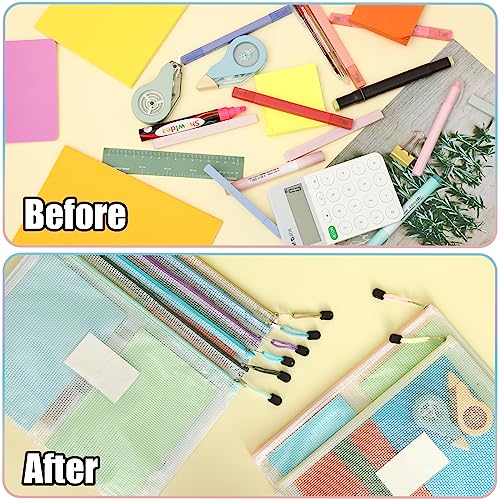 EOOUT 24pcs Zipper Bags Mesh Bags with Zipper, Mesh Zipper Pouch Durable Pouches for Organization Storage, Letter Size/A4 Size, for Travel Organize and Office Supplies