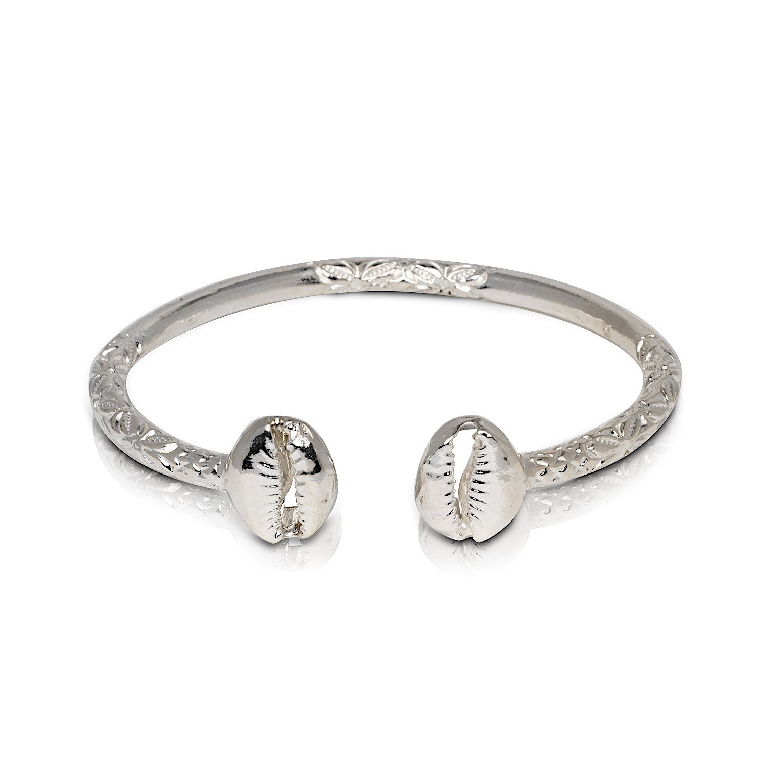 Better Jewelry INC Solid .925 Sterling Silver Cowrie Shell Bangle (Made in USA) (9)