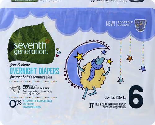 Seventh Generation Overnight Diapers - Size 6 - 17 ct