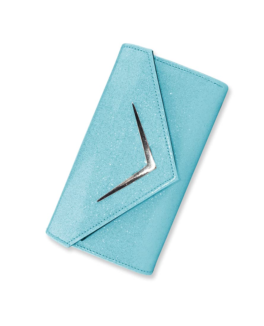 Liquorbrand Women's Vintage Inspired Wallet with Chevron Logo Blue Sparkle