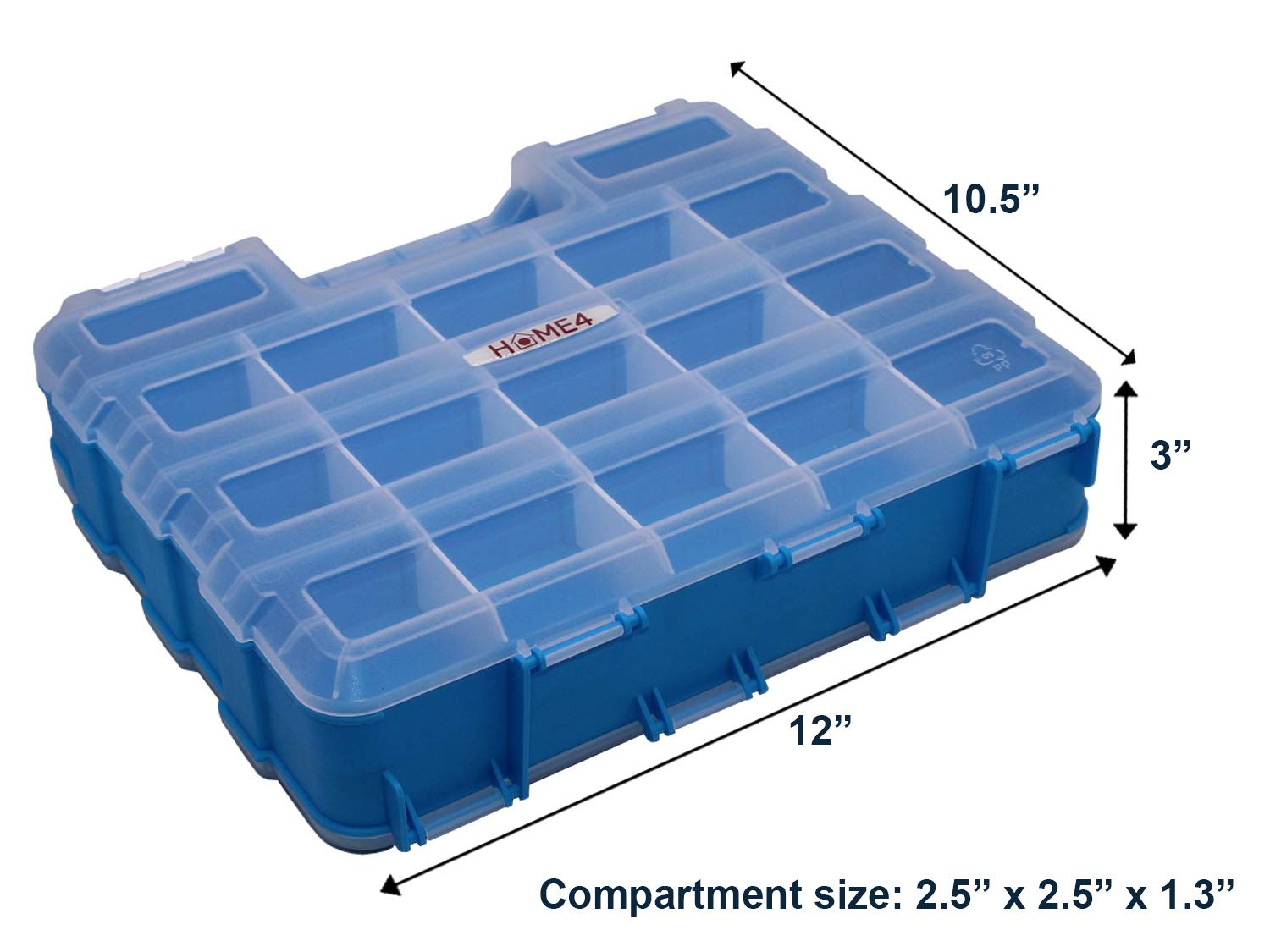 HOME4 Double Sided BPA Free Toy Storage Container - Compatible with Mini Toys, Small Dolls Bakugan - Toy Organizer Carrying Case - 34 Adjustable Compartments