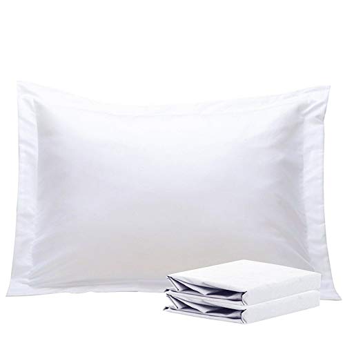 NTBAY 100% Brushed Microfiber Standard Pillow Shams Set of 2, Super Soft and Cozy, Wrinkle, Fade, Stain Resistant 20x26 Inches Oxford Pillowcases, White