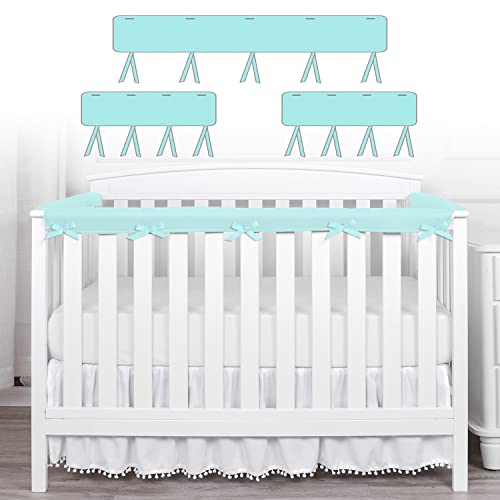 Vjningu Crib Rail Covers, Wrapped Rail Cover 3 Pcs (One Set) Anti-Collision Strip Corner Cover for Teething Bed Guardrail Cover Furniture Boys & Girls for Standard Crib(Green)