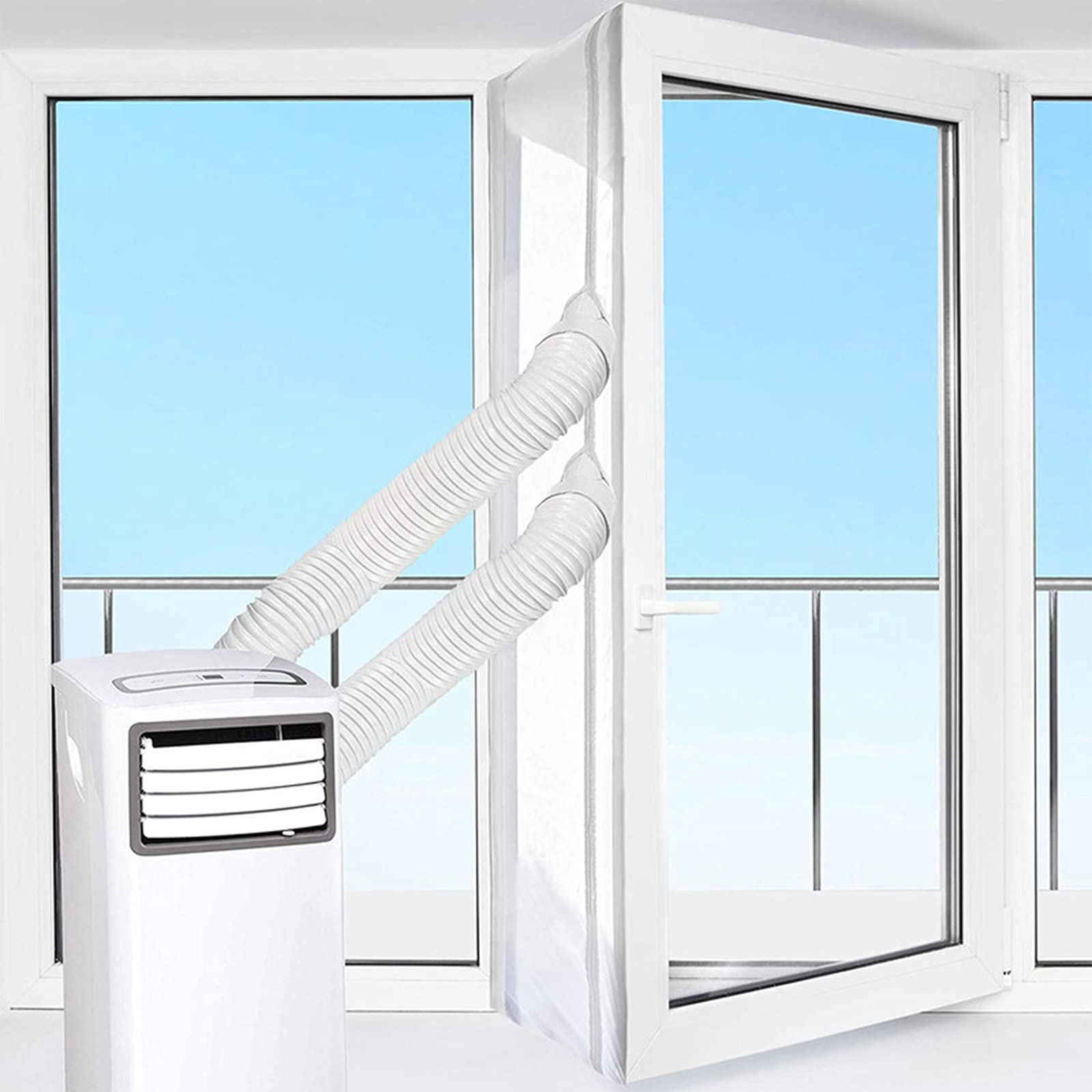 UniForU Window Seal for Portable Air Conditioner Window Cover with The Double Access Zipper and Adhesive Fastener 400cm/157β (400cm/157)
