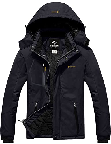 GEMYSE Men's Mountain Waterproof Ski Snow Jacket Winter Windproof Rain Jacket (Black,Small)