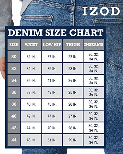 IZOD Men's Jeans - Comfort Stretch Denim Jeans - Casual Straight Leg Jeans for Men, Size 36W x 32L, Khaki
