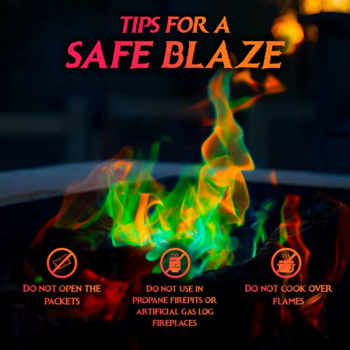 Enchanted Flames Pack of 25 Fire Changing Color Packets for Campfires, Fire Pits, and Outdoor Wood Fireplaces, Longer Lasting Burn Time, Safe and Non-Toxic