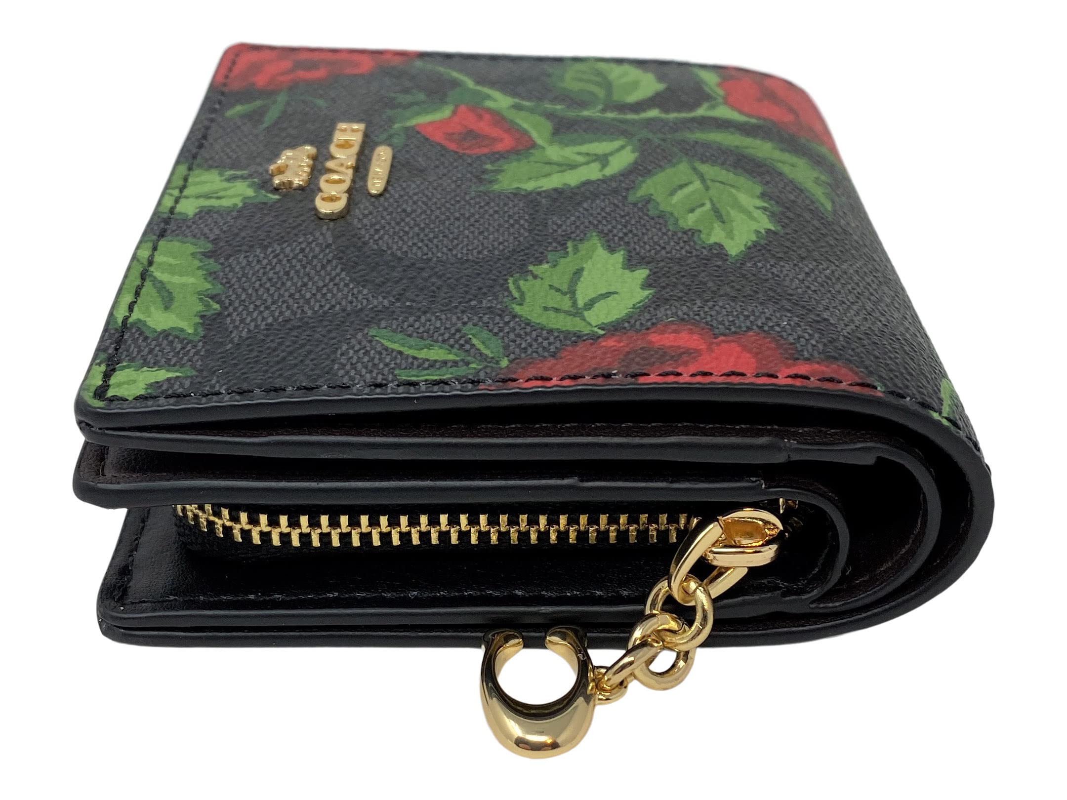Coach Snap Wallet In Signature Canvas With Fairytale Rose Print