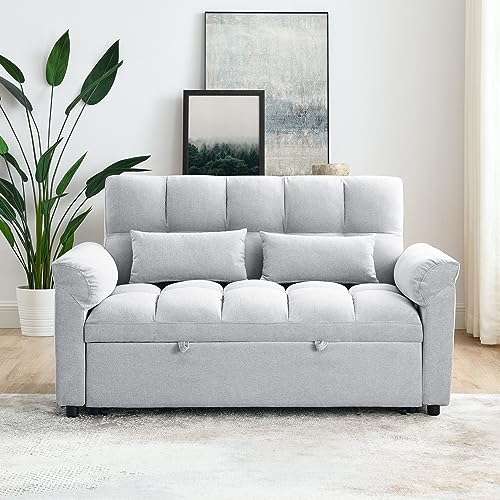 ERYE 3 in 1 Convertible Sleeper Sofabed,Modern Linen Tufted Upholstered Loveseat Sofa&Couch with Pull Out Sleep Couch Bed and Padded Armrests for Home,Office,Apartment,RV Living Room