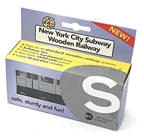 MUNI PALS Munipals New York City Subway Wooden Railway (A Division/IRT) S Train/42 St Shuttle–Child Safe and Tested Wood Toy Train