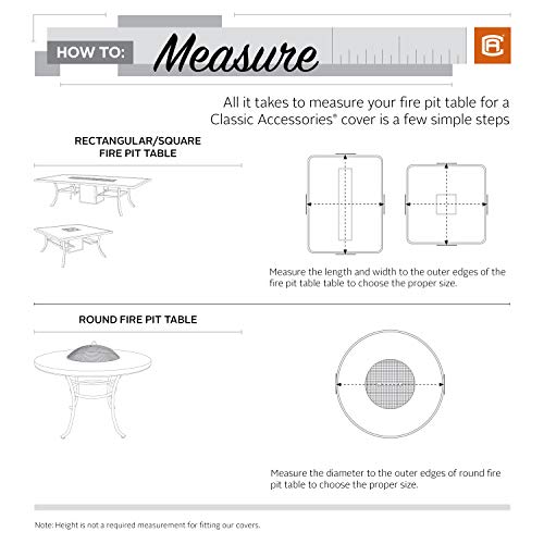 Classic Accessories Ravenna Water-Resistant 60 Inch Rectangular Fire Pit Table Cover, Outdoor Table Cover