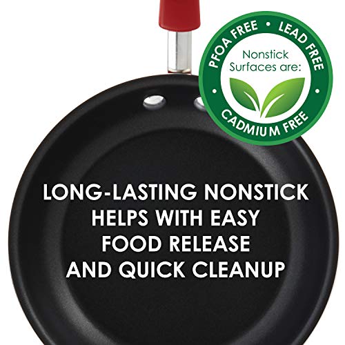 Rachael Ray Brights Nonstick Cookware Set / Pots and Pans Set - 10 Piece, Red