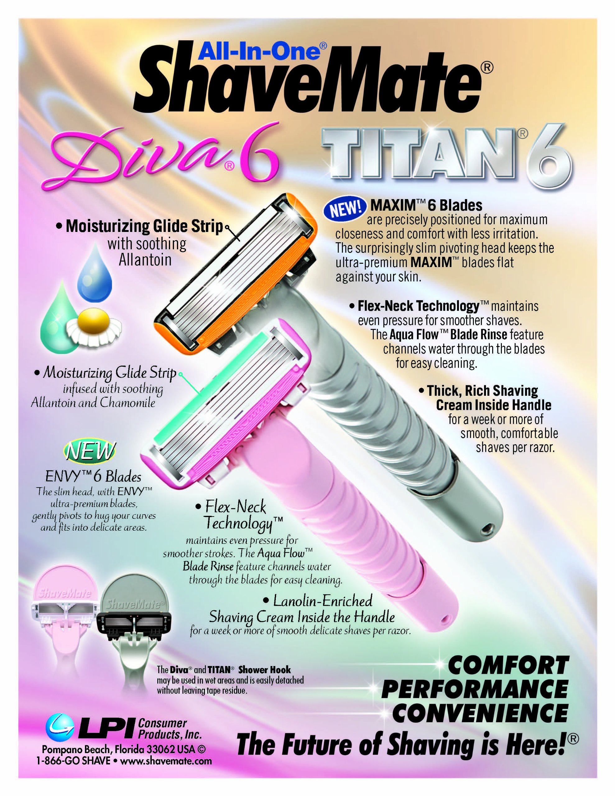 ShaveMate Titan 6 Three Pack of Razors with Real Shaving Cream in The Handle