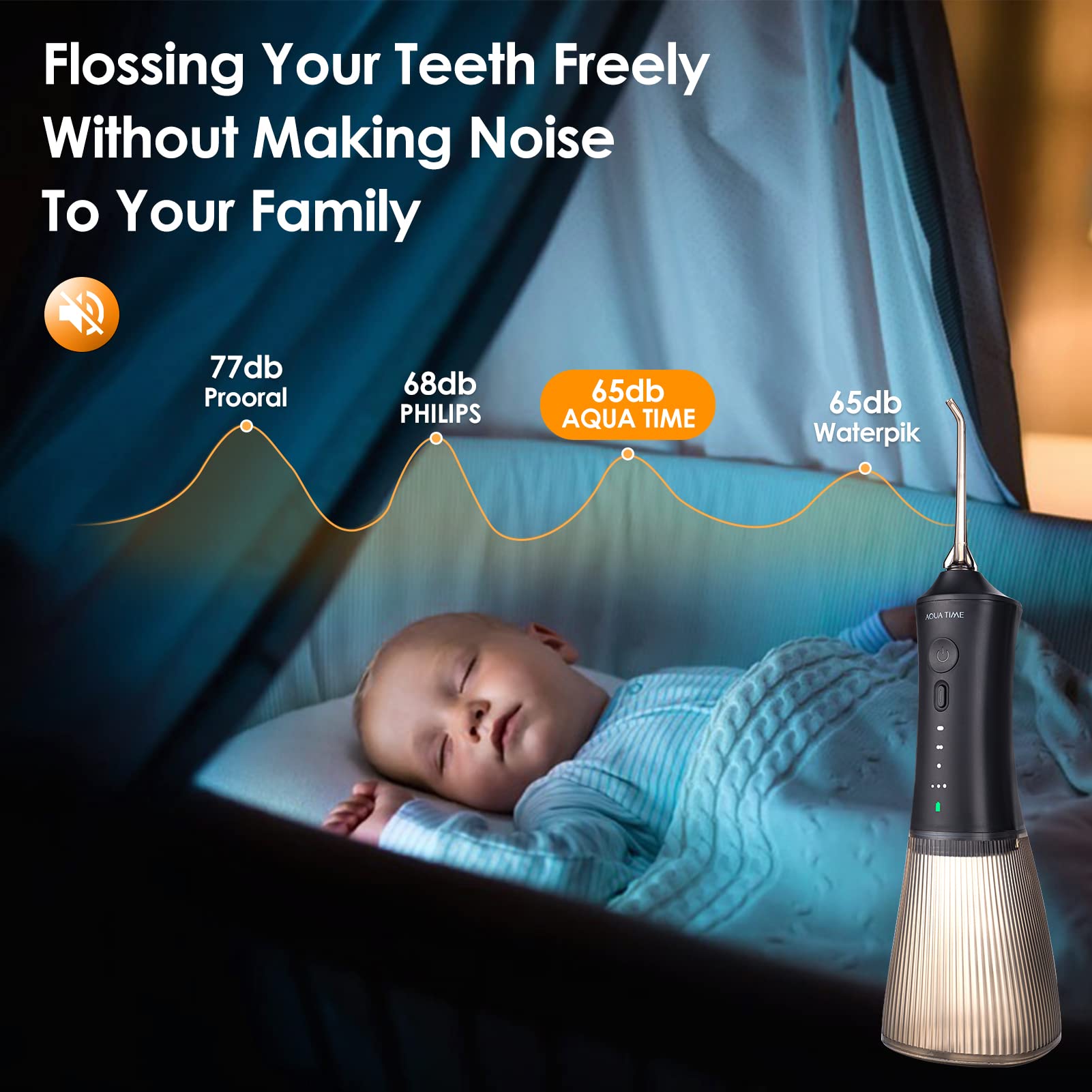 Cordless Water Flosser, 330ML Oral Irrigator with Upgraded Piston Pump - 7 Modes and DIY Mode, IPX7 Waterproof Water Flosser for Plaque, Brace, Travel, Home, Shower - Black