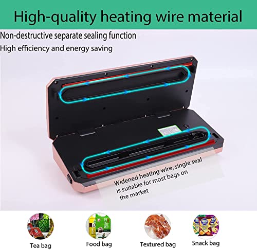 YOVYOV Vacuum Sealer Machine, 80kPa Vacuum Sealer Machine with Starter Kits, Vacuum Air Sealing System for Food Preservation, Dry & Moist Food Modes, Compact Design (Rose Gold)
