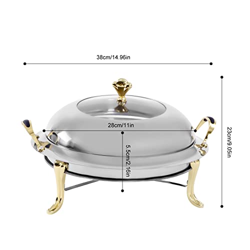 KOLHGNSE Chafing Dish Buffet Set, Round Stainless Steel Chafer, Buffet Servers and Warmers Set Warming Tray with Glass Window for Wedding, Parties, Banquet, Events