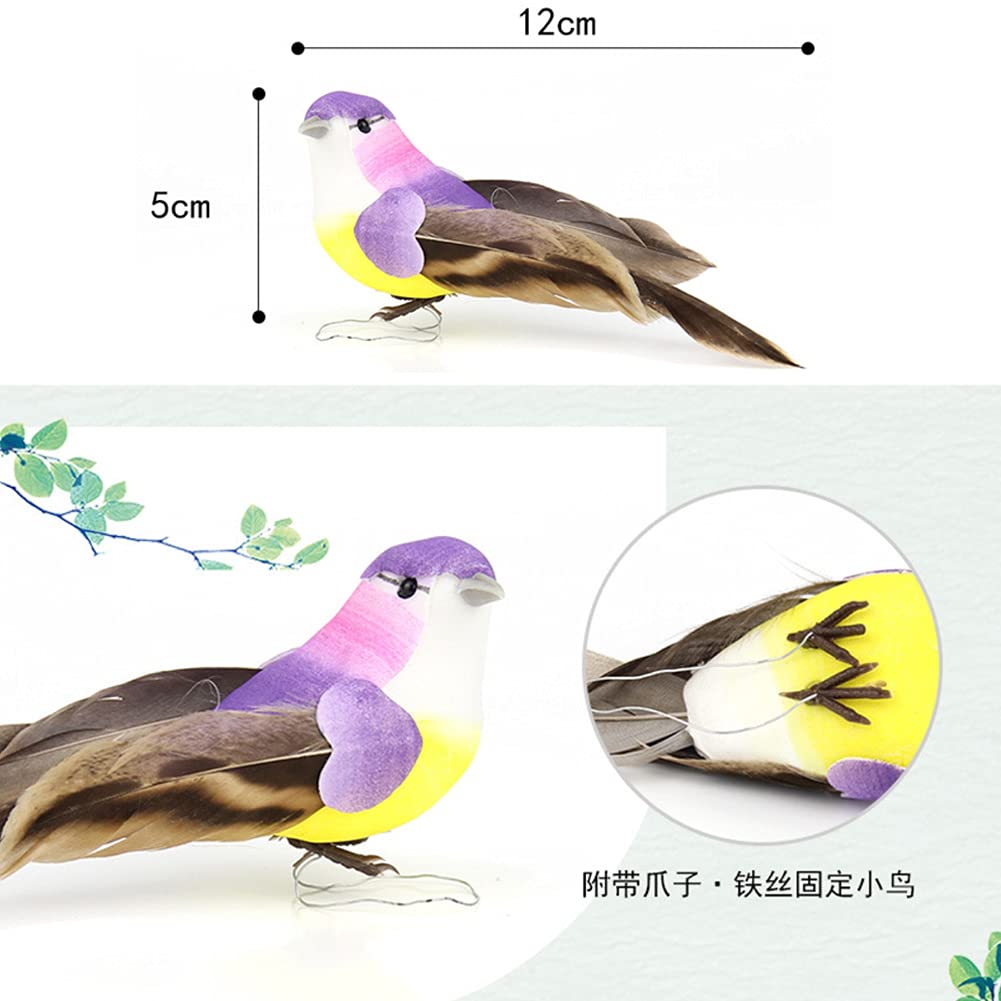 MAOMIA 12 Pcs Artificial Simulation Foam Bird Mini Feather Birds Ornaments DIY Craft for Home Garden Wedding Decoration Party Accessories