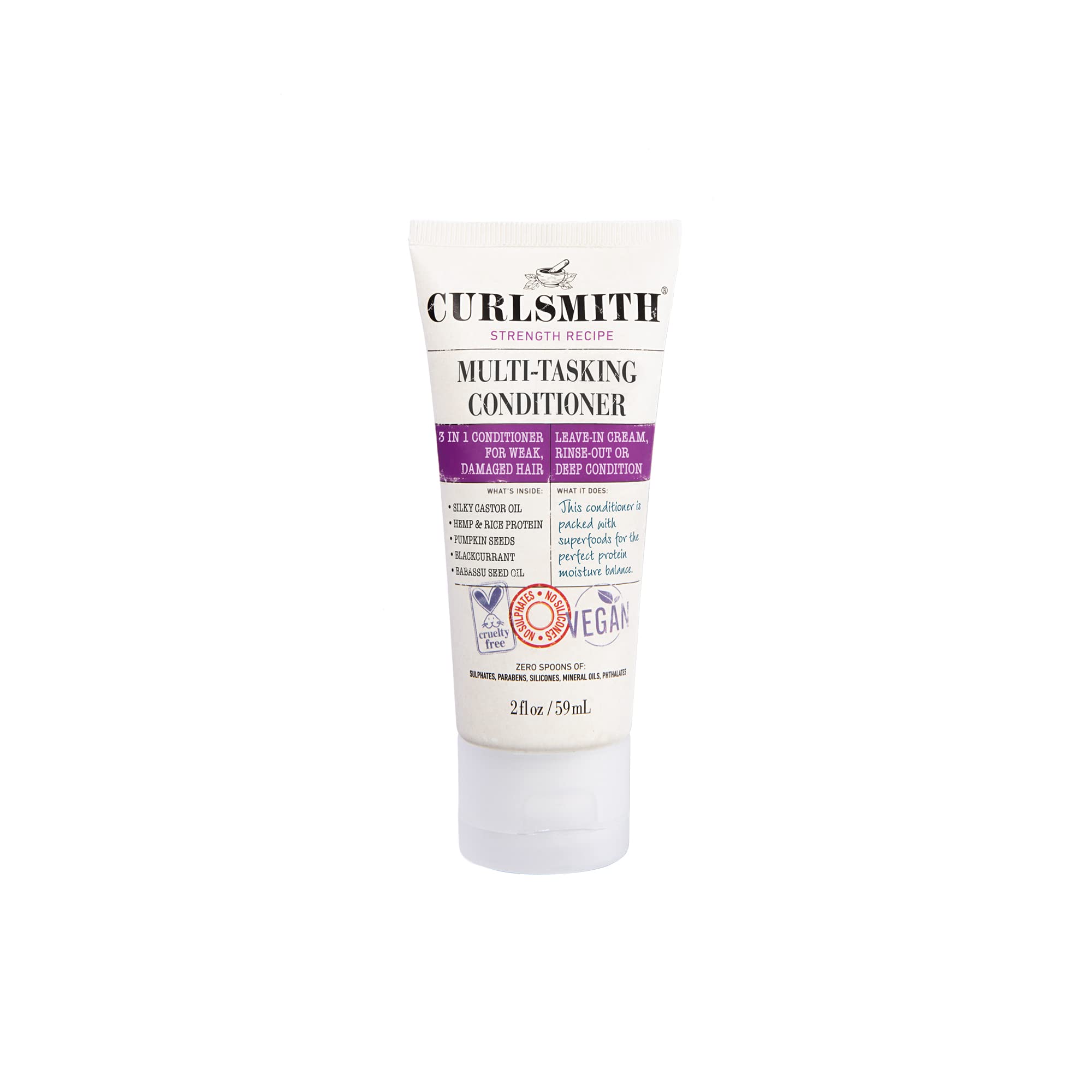 CURLSMITH Travel Duos - Protein Enriched Hair Styling - Multi-Tasking Conditioner (2oz) + Shape Up Aqua Gel (2oz) for Curly, Wavy or Coily Hair, Vegan