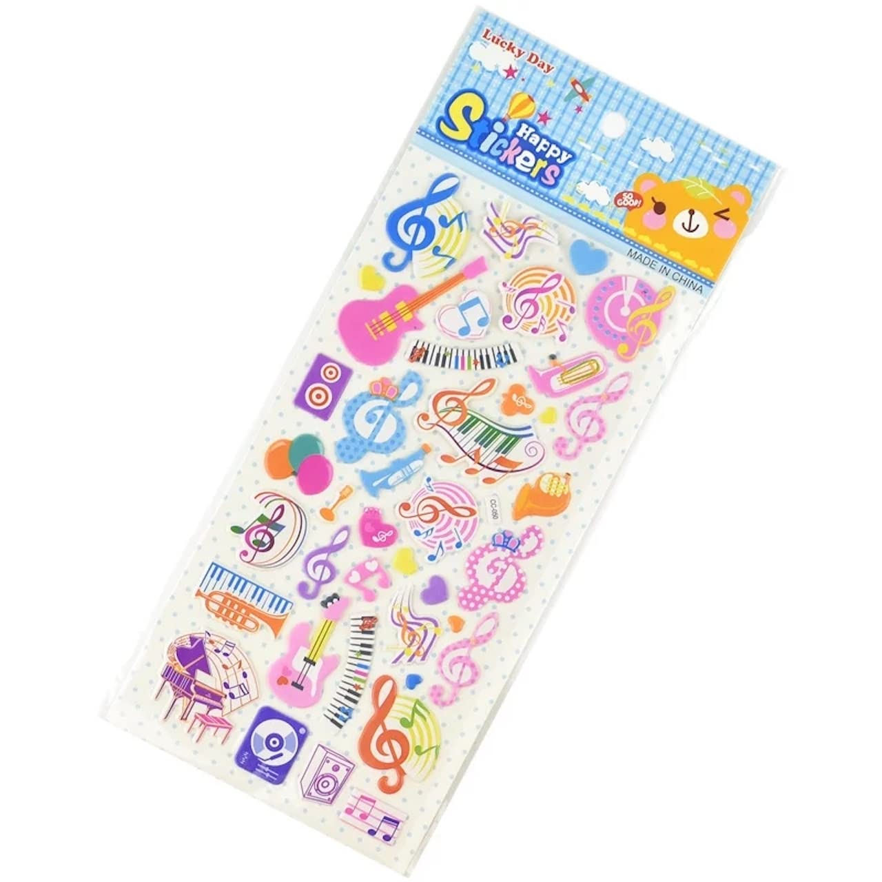 Music Bumblebees Music Notes and Instruments Stickers Type 2 - Music Student's Rewards (Pack of 10)