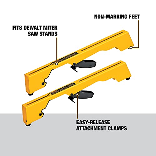 DEWALT Miter Saw Mounting Brackets, 2 Pack, 12 inch Blade Length, Retractable Clamps (DW7231),Yellow