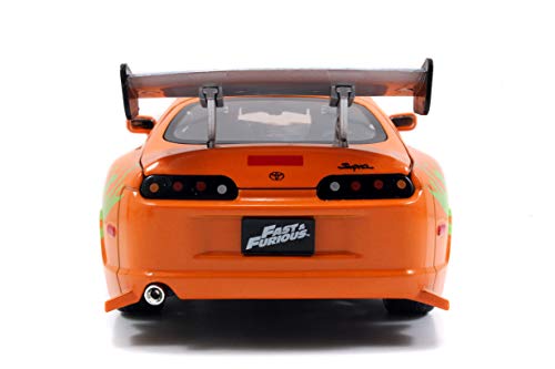 Jada Toys Fast & Furious Brian & Toyota Supra, 1:24 Scale Build n' Collect Die-Cast Model Kit with 2.75" Die-Cast Figure , Orange