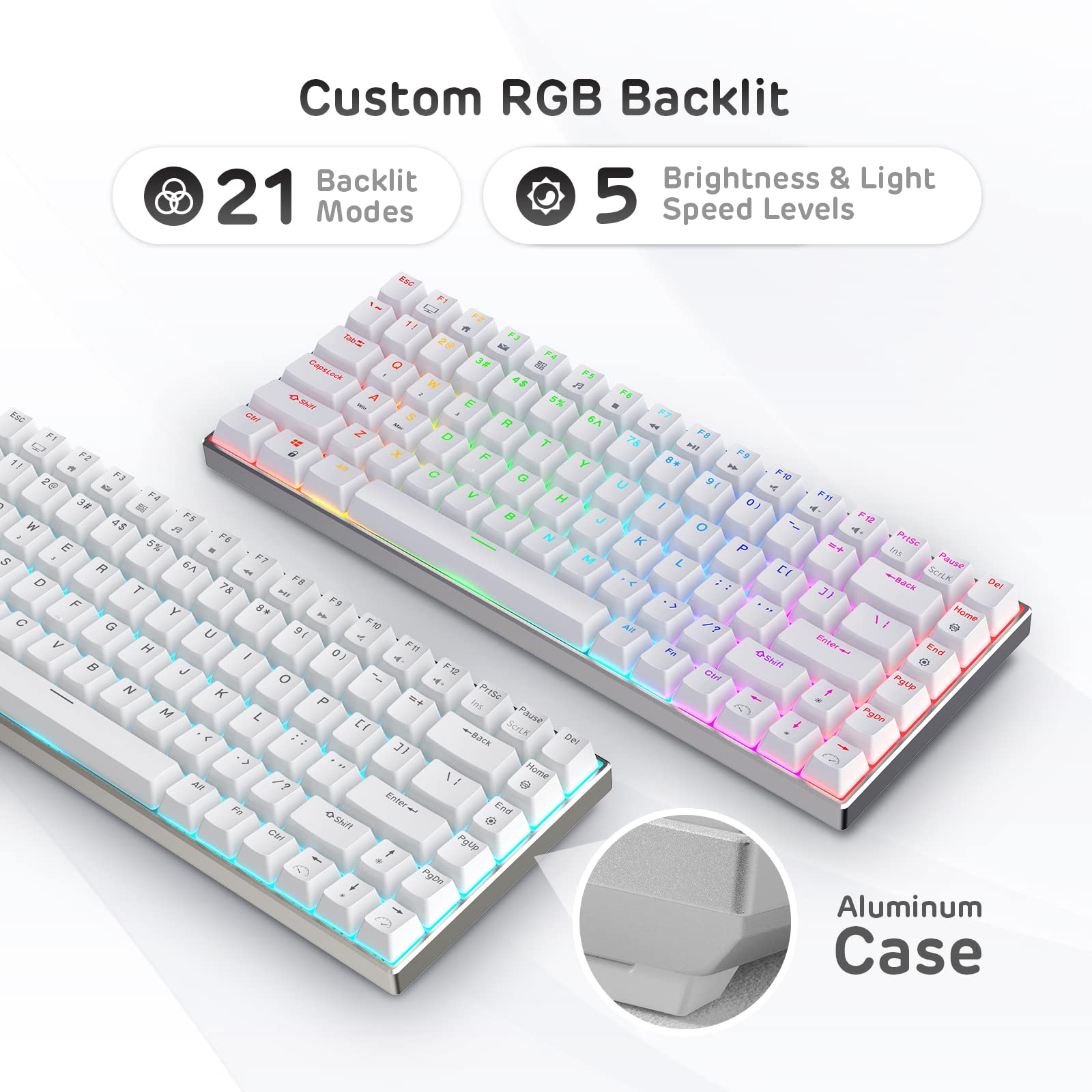 RK ROYAL KLUDGE RK84 Pro RGB 75% Triple Mode BT5.0/2.4G/USB-C Hot Swappable Mechanical Keyboard, 84 Keys Wireless Gaming Keyboard with Aluminum Frame, Quiet Red Switch