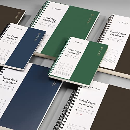 EMSHOI A4 Spiral Notebook College Ruled Lined Journal, 11.2" X 8.27", 300 Pages/150 Sheets, Easy Tear Perforated Pages, 100gsm Thick Paper, Waterproof Softcover, for School Work Writing-Green