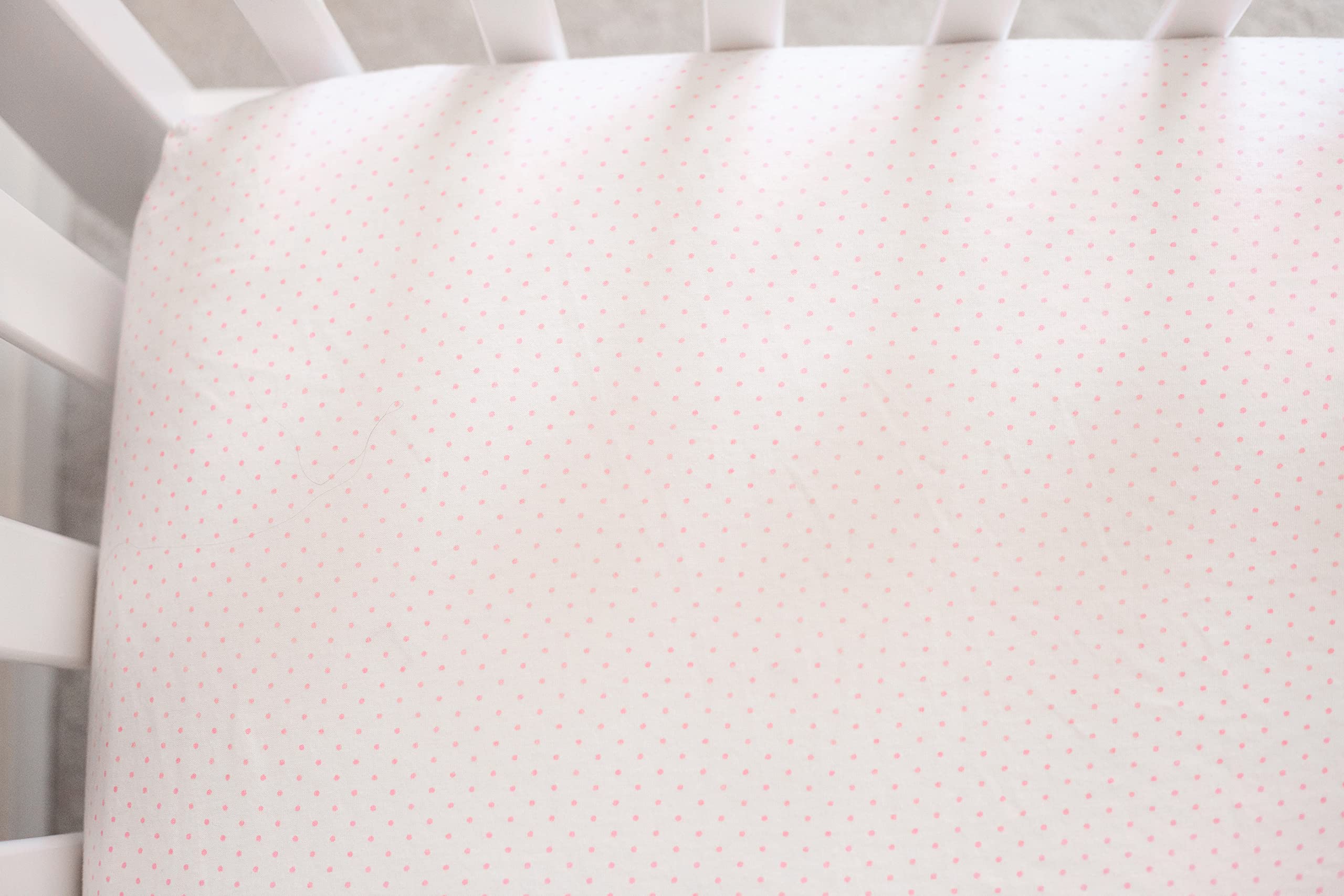 SheetWorld Fitted 100% Cotton Jersey Oval Sheet, Fits Stokke Mini 23 x 29, Pink Pindot, Made in USA