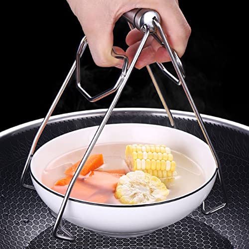 DEFUTAY Stainless Steel Dish Plate Clip,Kitchen Folding Hot Dish Plate Clips,Bowls Clamp Holder Tong for Hot Microwave, Oven,Pots