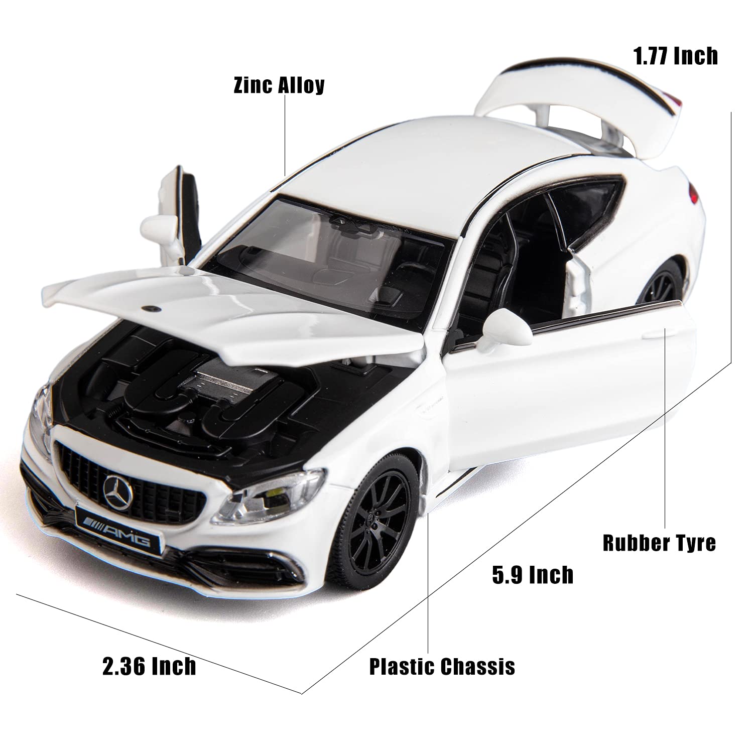 RMZ City 1:32 Diecasting Alloy Car Model Mercedes-Benz C63 AMG Toy Car White