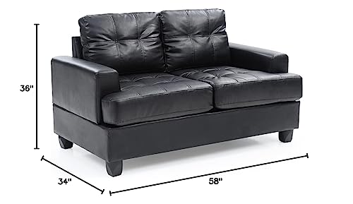 Glory Furniture Sandridge Faux Leather Loveseat in Black