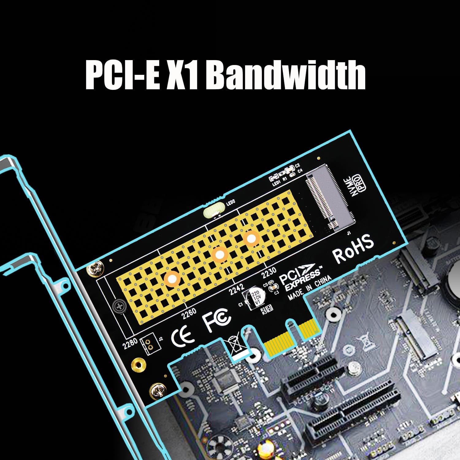 GLOTRENDS PA09-X1 M.2 NVMe to PCIe X1 Adapter for 2230/2242/2260/2280 M.2 NVMe SSD, PCIe X1 Installation
