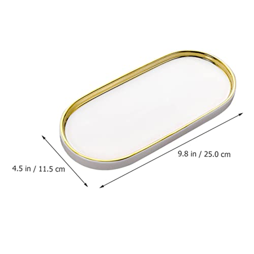 Cabilock Ceramic Tray Towel Storage Tray Jewelry Storage Plate Makeup Organizer Bathroom Storage Plate Vessel Sink Vanity Tabletop Storage Tray Coffee Table Ceramics Decorative Plates