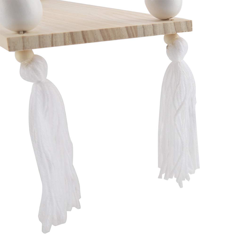 Hanging Wood Floating Shelves Nordic Wall Hanging Shelf Swing Wall Storage Shelf for Living Room Bedroom, [White Gray]
