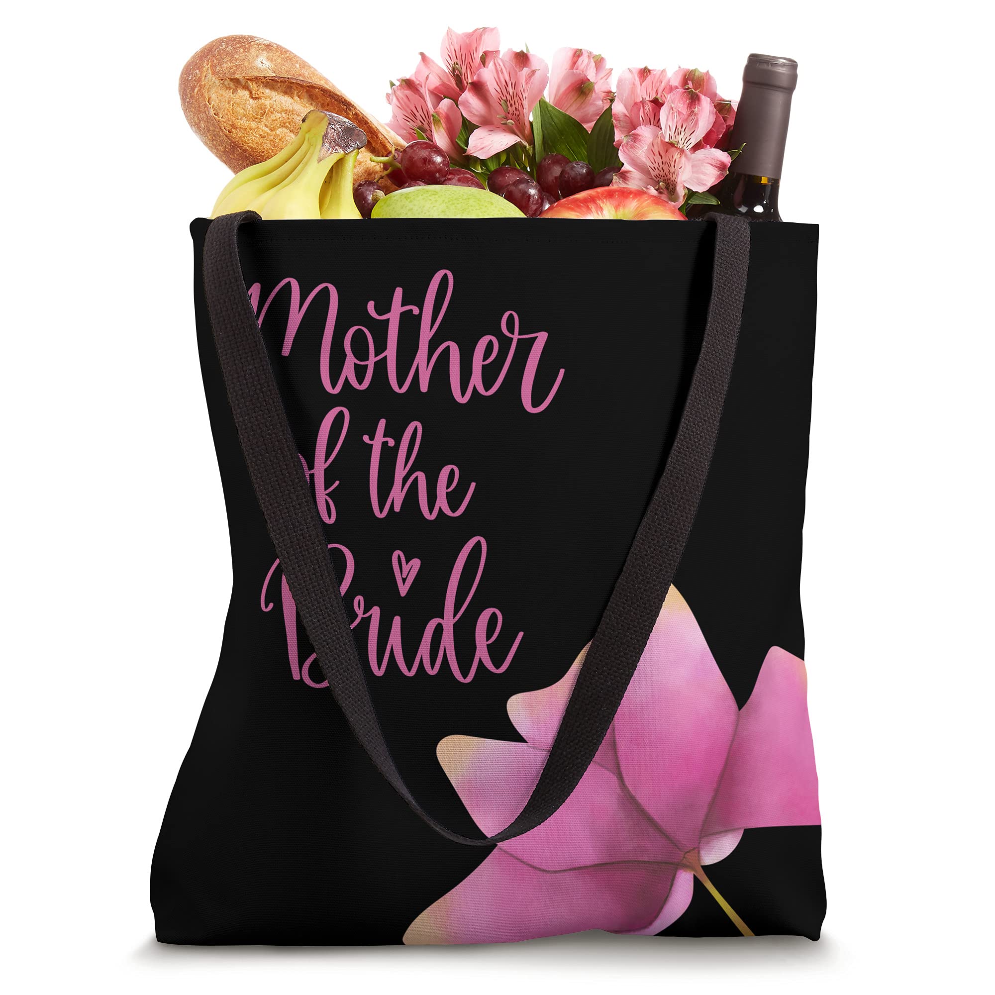 Black and Pink Floral Mother of the Bride Tote Bag