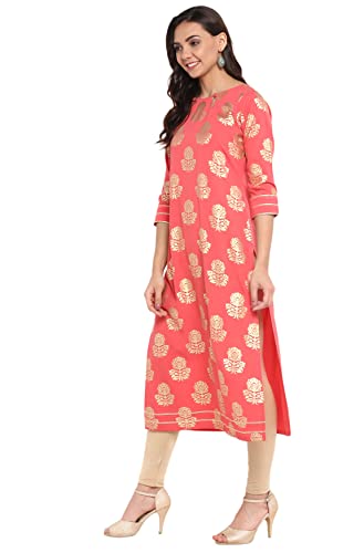 Janasya Indian Women's Tunic Tops Crepe Kurti for Women(JNE3261-KR-L)
