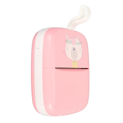 DISREGARDED Pocket Thermal Printer Mini Photo Printer with 3 Rolls Paper Notes Label Maker Built in Battery ABS for Office Home (Pink)