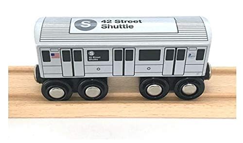 MUNI PALS Munipals New York City Subway Wooden Railway (A Division/IRT) S Train/42 St Shuttle–Child Safe and Tested Wood Toy Train