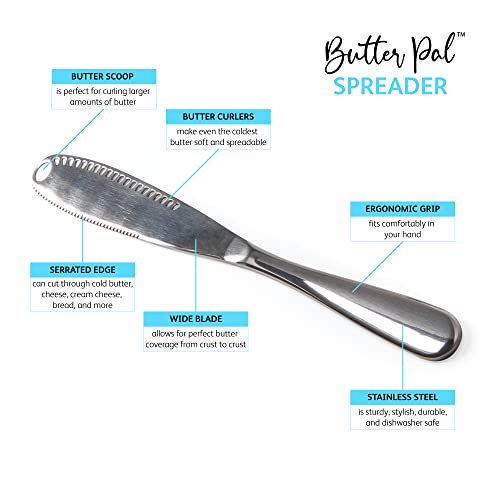 BUTTER PAL Dish with Lid - Butter Holder with Knife, Scraper & Measurement Marks - Countertop Butter Container with Knife & Curling Holes - For Fridge or Counter